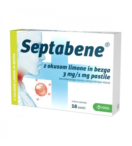 Septabene z okusom limone in bezga 3mg/1mg, 16 pastil - GORIŠKA LEKARNA ...